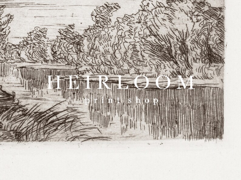River Landscape Sketch Vintage Etching Heirloom ART PRINTS - Etsy