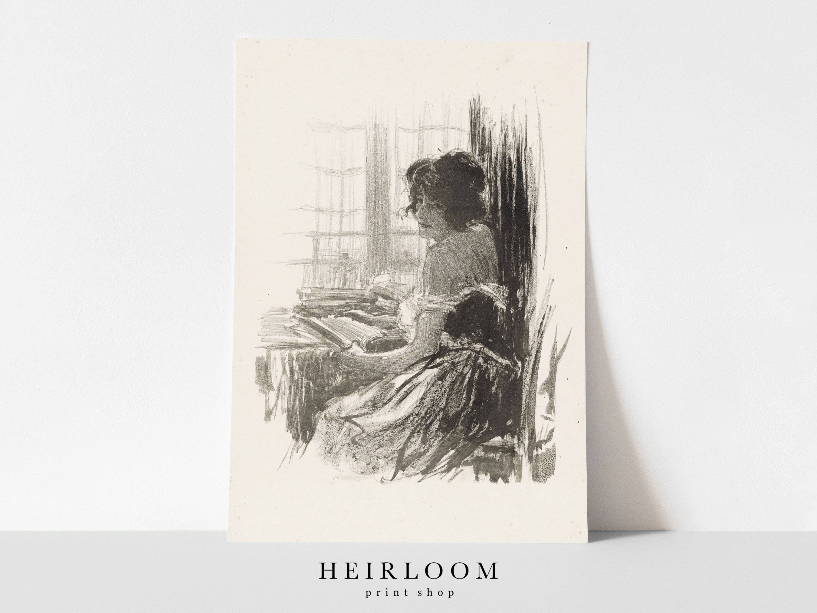 Vintage Print Woman Vintage Drawing Woman Portrait Sketch | Etsy