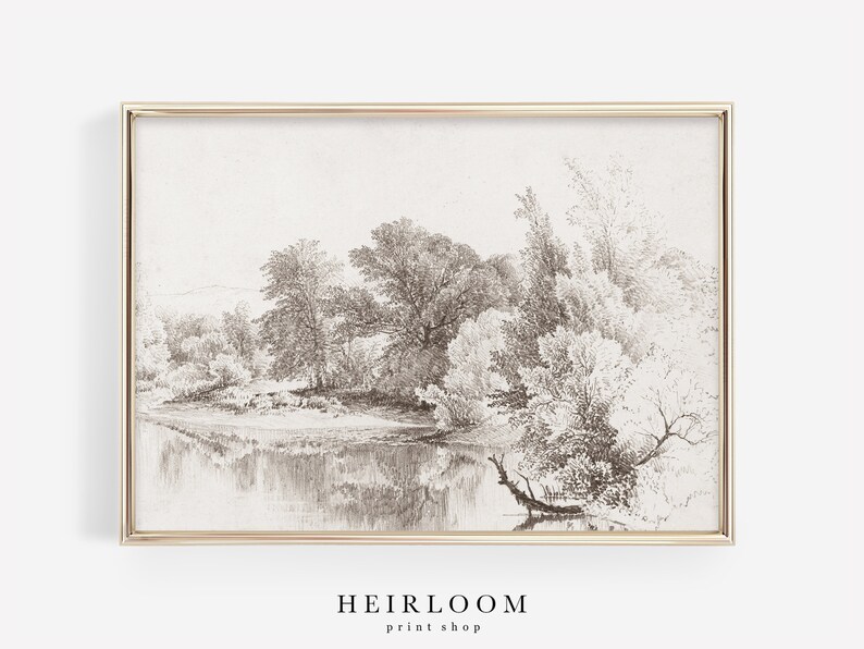 Landscape Print | Drawing | Antique Art Print | ART PRINTS | Riverside ...