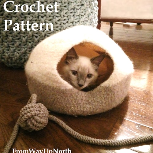 Felted Cat Cave Crochet PATTERN 2 Sizes Wool Cat Bed/cave - Etsy