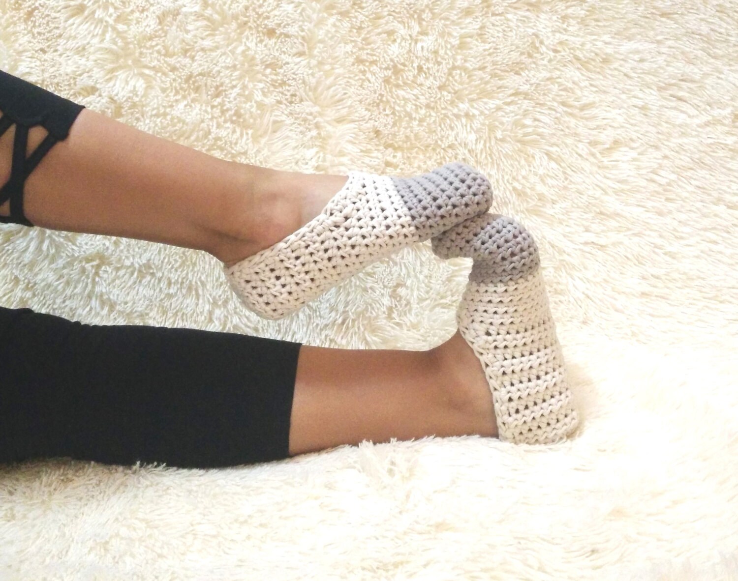 Starry Night Slippers - CROCHET PATTERN - Adult Sizes - T-shirt Yarn ...