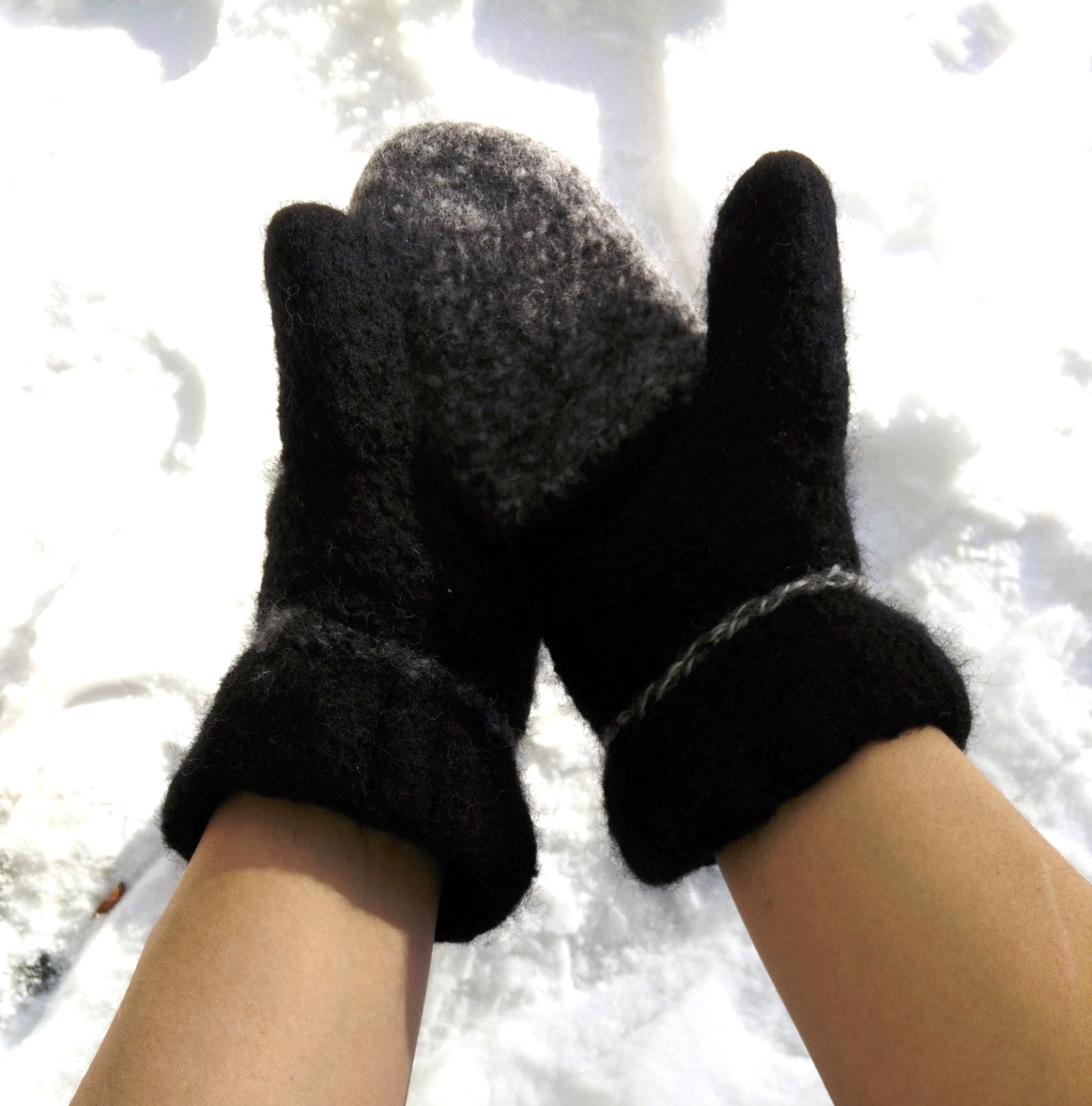 Felted Wool Mittens - Crochet Pattern (adult: Small, Medium and Large ...