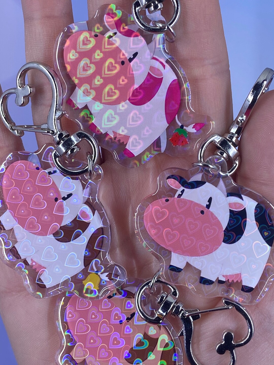 Cute Cows Four Styles Super Cute Acrylic Keychains - Etsy