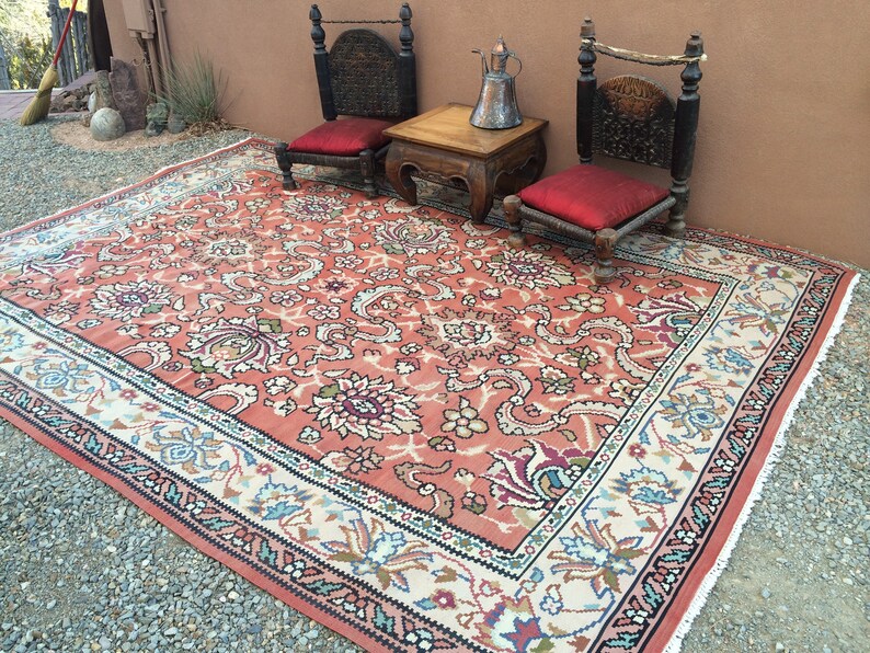 7x10 Muted Salmon Rug Balkan Balkans Romanian Kilim Large Room Size ...