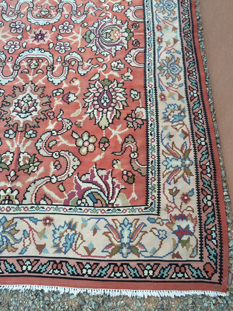 7x10 Muted Salmon Rug Balkan Balkans Romanian Kilim Large Room Size ...