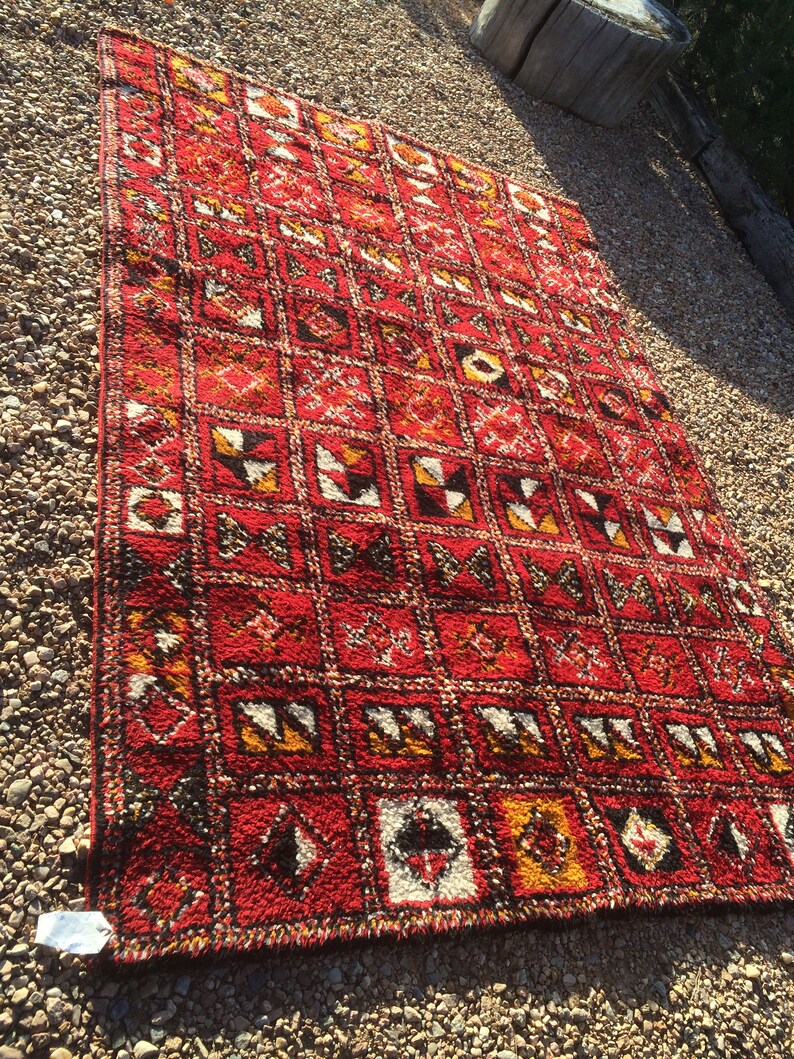 6x9 red Moroccan rug carpet Berber tribal Morocco Beni Ouarain | Etsy
