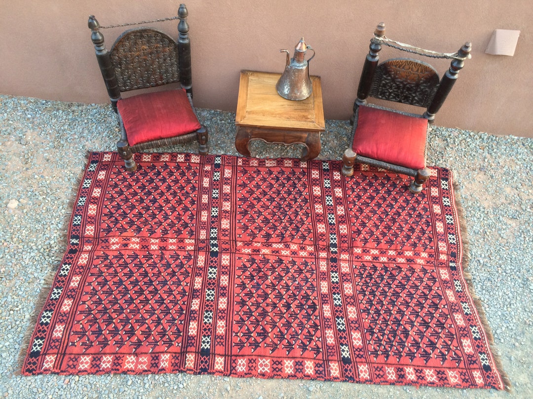 5x7 Yomud Turkoman Turkmen Ensi Yurt Tribal Kilim Rug Hanging Semi ...