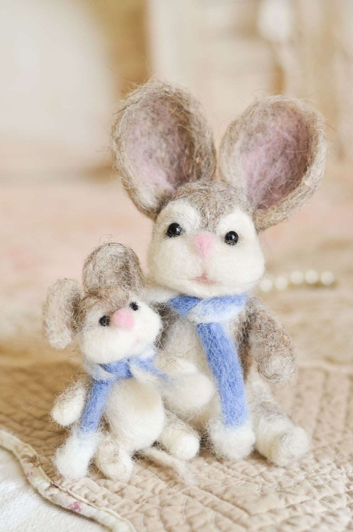 Needle Felted Mice Set by Cynthia Wolfe of The Felted Cottage | Etsy