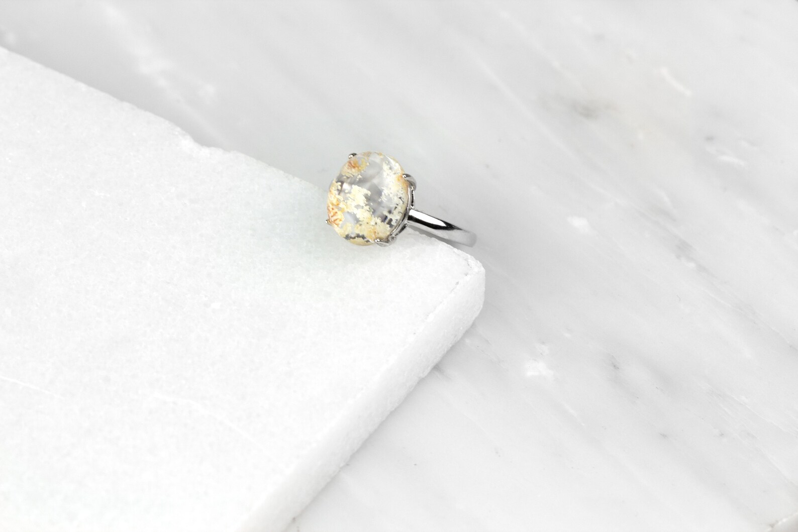 Scenic Quartz Ring/ Sterling Silver Ring/ Garden Quartz Ring/ Landscape ...