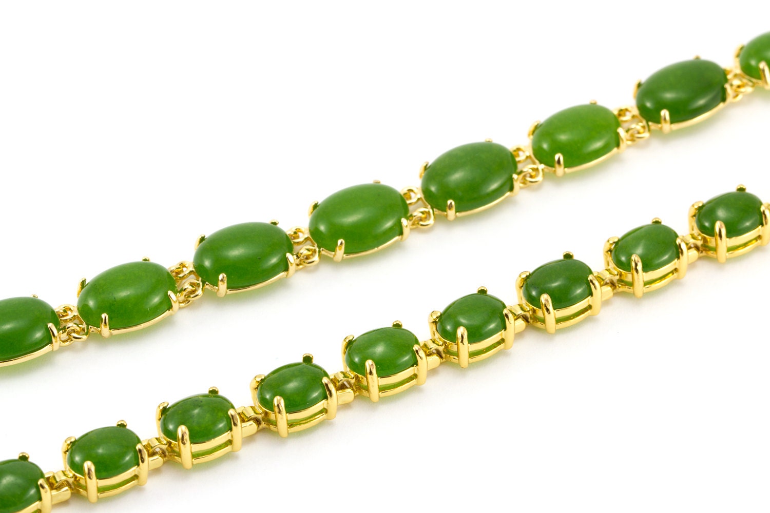 Gold Jade Link Bracelet/ Green Jade Bracelet/ Jade Beaded Bracelet ...