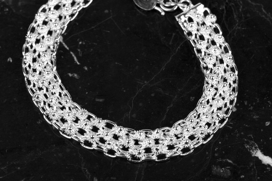 Sterling Silver Link Bracelet/ Silver Link Chain Bracelet/ - Etsy