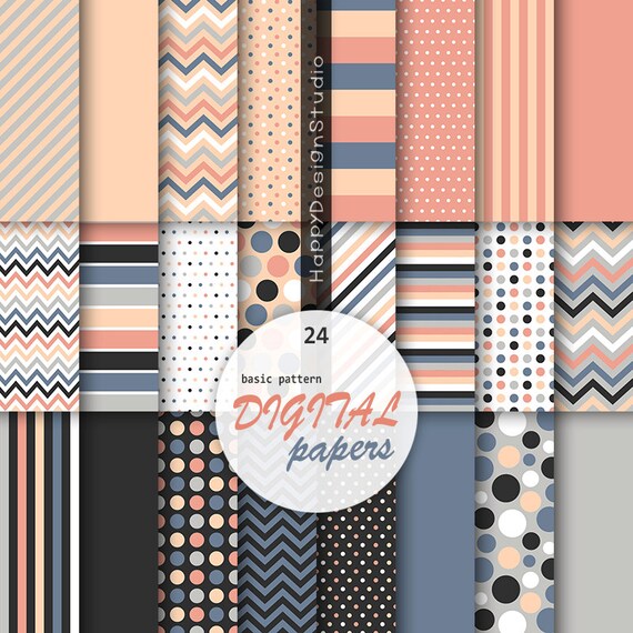 Coral And Navy Chevron Pattern