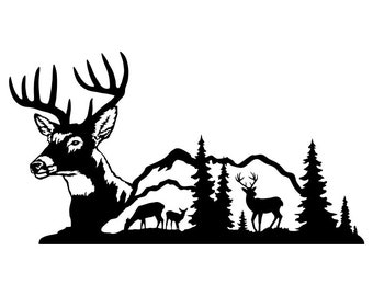 Deer nature scene | Etsy