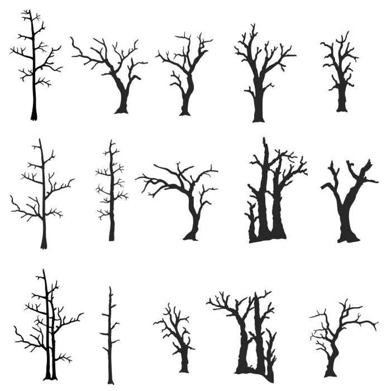 Trees Deciduous Clipart Silhouettes, Eps Dxf Pdf Png Svg Files - Plasma ...