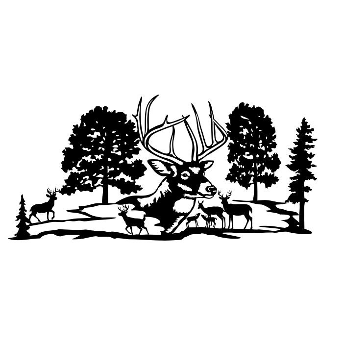 Deer Buck Clipart Silhouettes Scene Eps Dxf Pdf Png Svg Ai - Etsy Canada