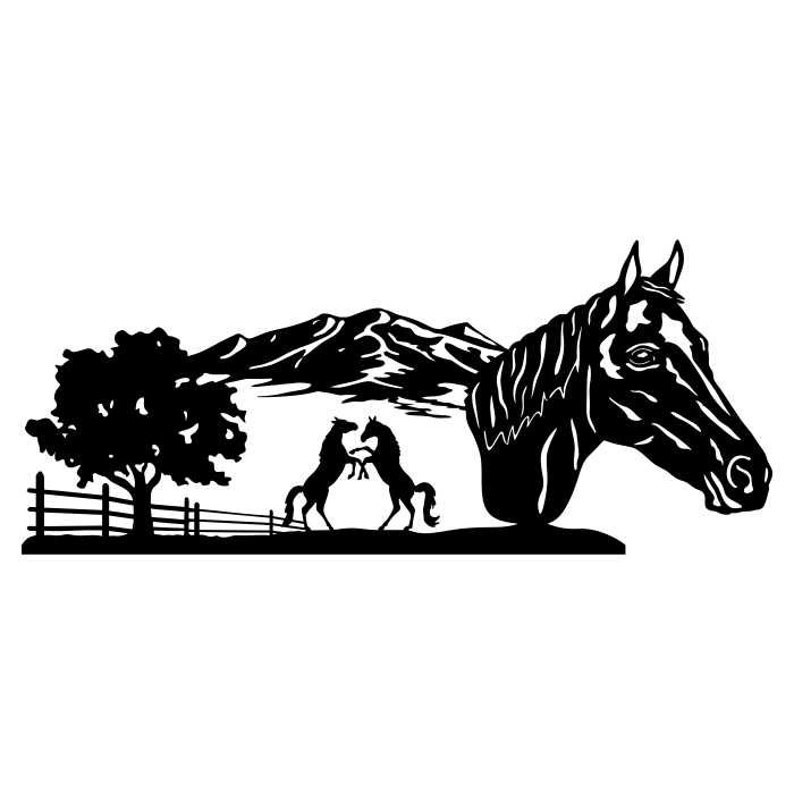 Horse Western Clipart Silhouettes Scene eps dxf pdf png svg | Etsy