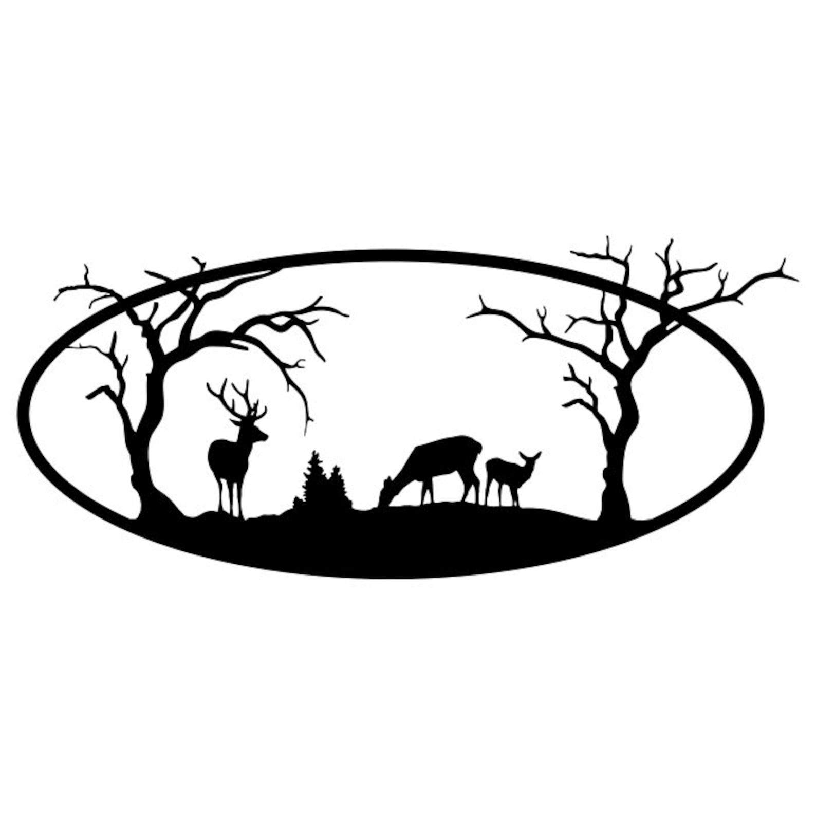 Deer Buck Clipart Silhouettes Scene, Eps Dxf Pdf Png Svg Ai Files ...