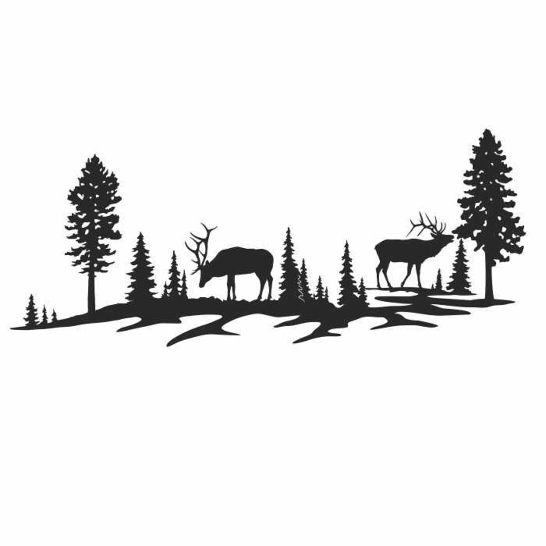 Elk Clipart Silhouettes Scene, Eps Dxf Pdf Png Svg Ai Files - Plasma ...