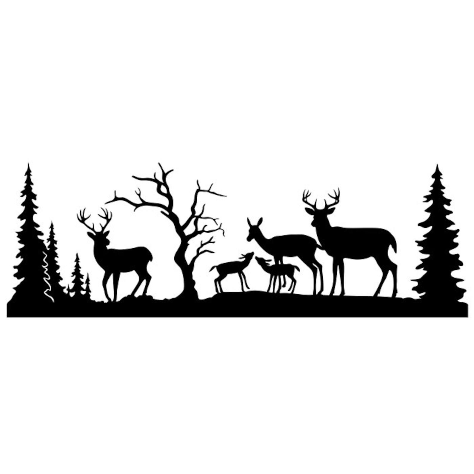Deer Buck Clipart Silhouettes Scene eps dxf pdf png svg ai | Etsy