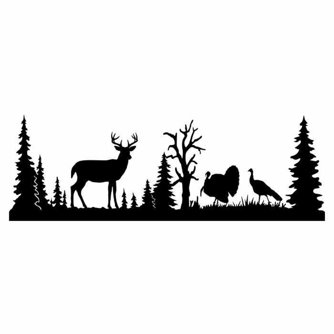 Deer Buck Turkey Clipart Silhouettes Scene, Eps Dxf Pdf Png Svg Ai ...