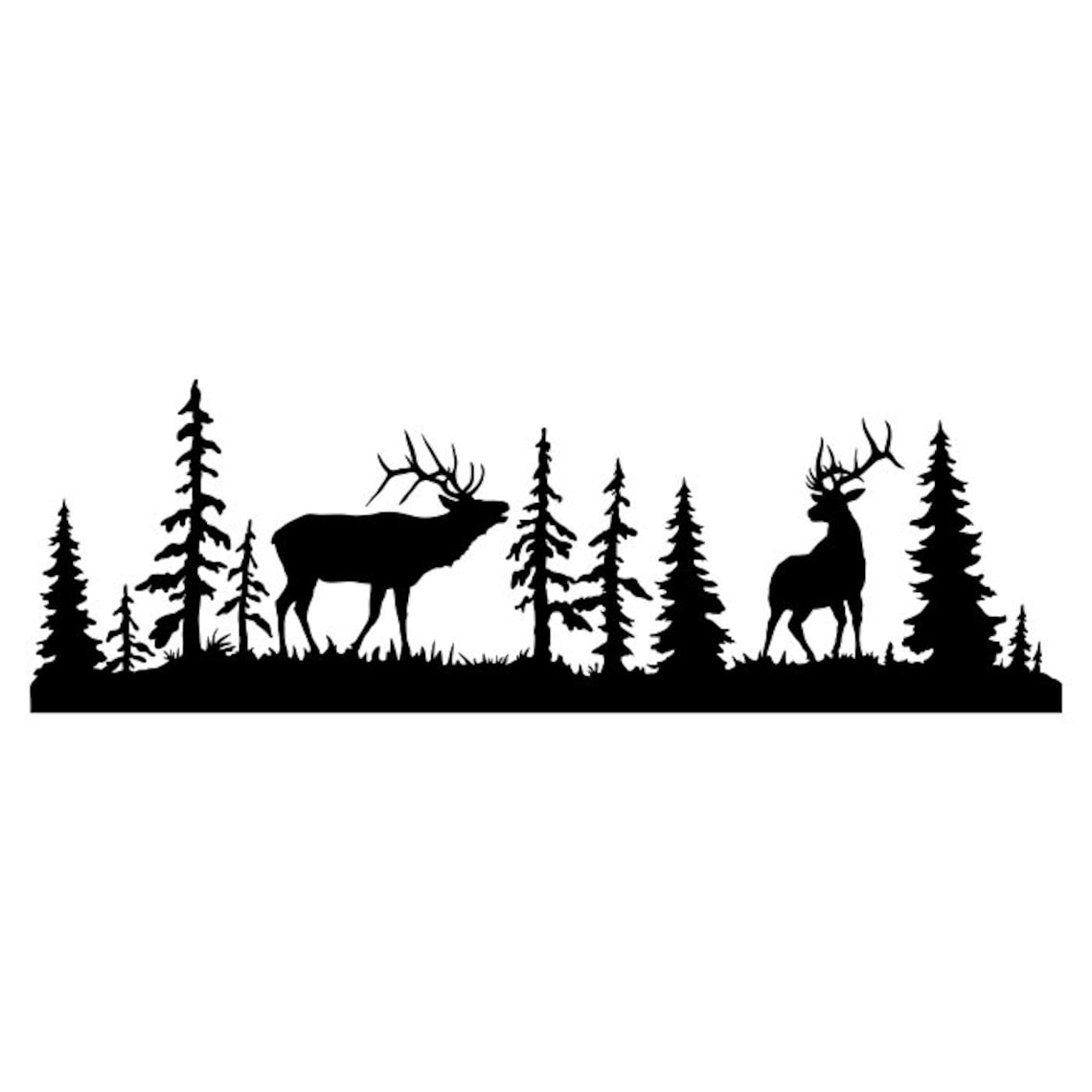Elk Clipart Silhouettes Scene, Eps Dxf Pdf Png Svg Ai Files - Plasma ...