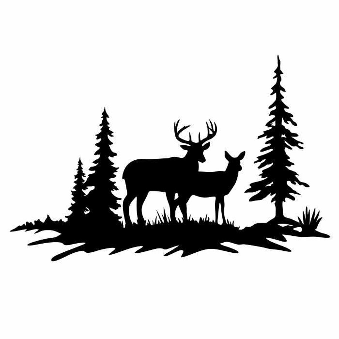 Deer Buck Clipart Silhouettes Scene, Eps Dxf Pdf Png Svg Ai Files ...