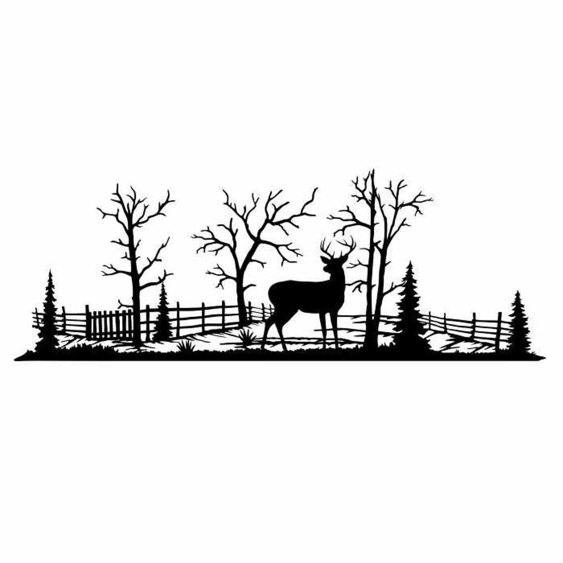 Deer Buck Clipart Silhouettes Scene, Eps Dxf Pdf Png Svg Ai Files ...