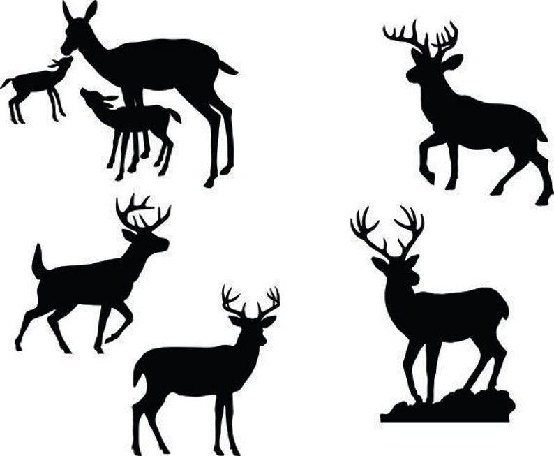 Deer Buck Fawn Clipart Silhouettes, Eps Dxf Pdf Png Svg Files - Plasma ...