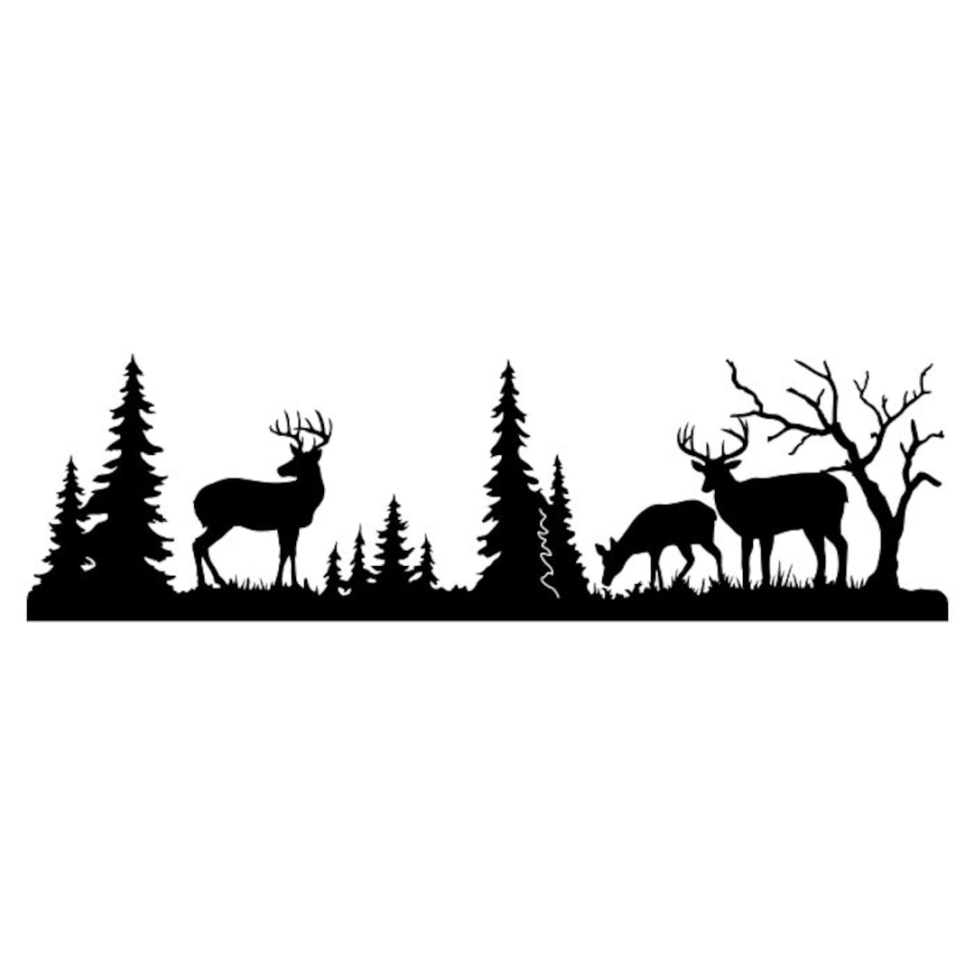 Deer Buck Clipart Silhouettes Scene, Eps Dxf Pdf Png Svg Ai Files ...