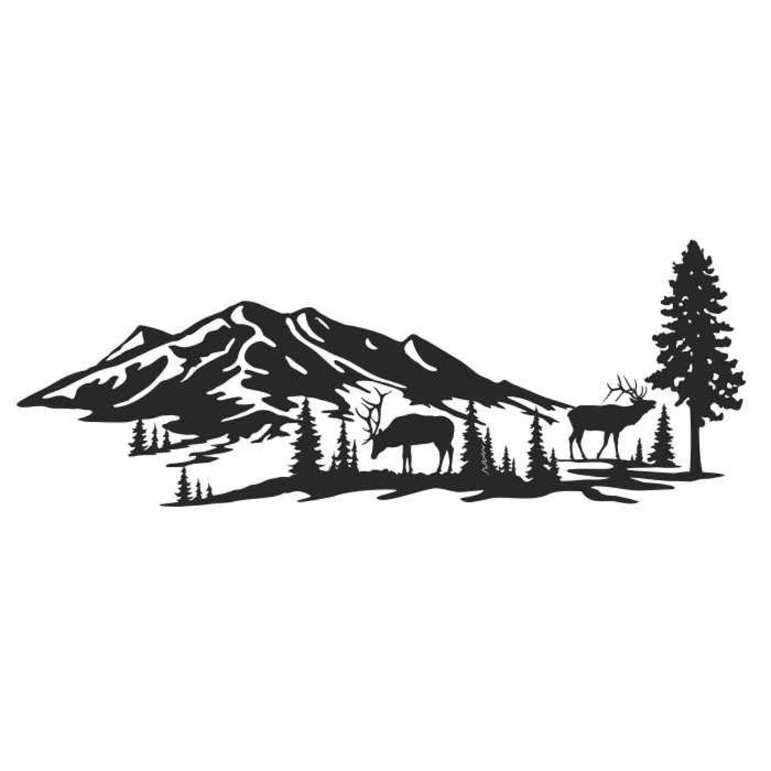 Elk Clipart Silhouettes Scene, Eps Dxf Pdf Png Svg Ai Files - Plasma ...