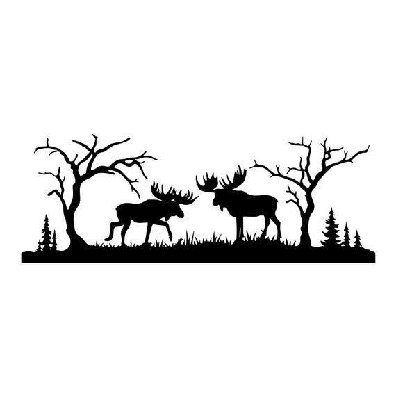 Moose Clipart Silhouettes Scene Eps Dxf Pdf Png Svg Ai Files | Etsy
