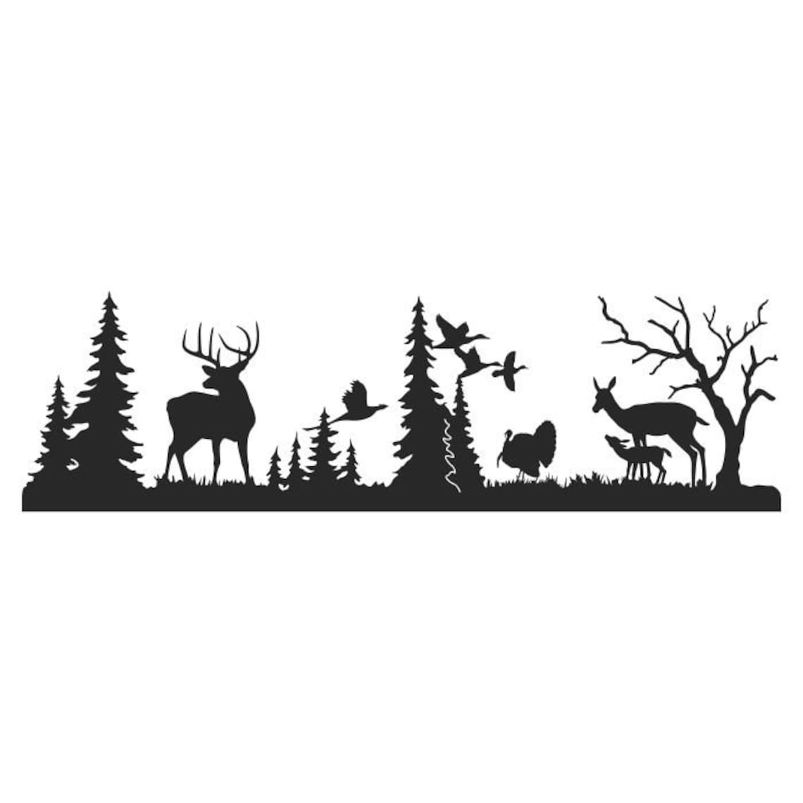 Deer Buck Turkey Duck Pheasant Clipart Silhouettes Scene, Eps Dxf Pdf ...