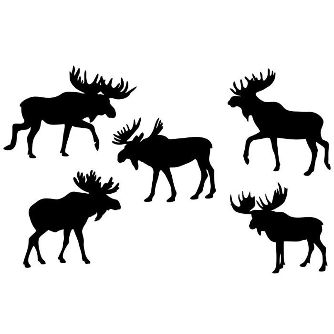 Moose Clipart Silhouettes, Eps Dxf Pdf Png Svg Ai Files - Plasma - CNC ...