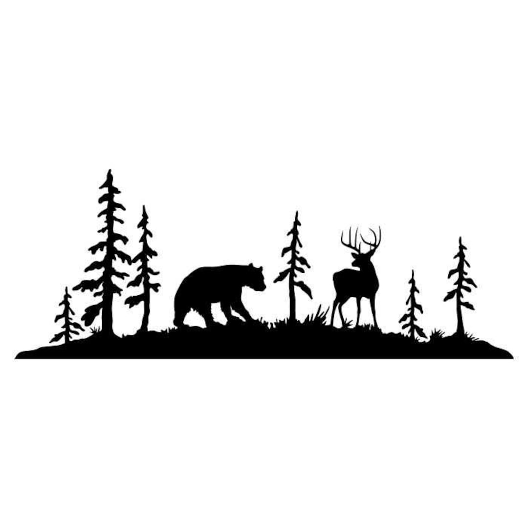 Bear Deer Clipart Silhouettes Scene, Eps Dxf Pdf Png Svg Ai Files ...