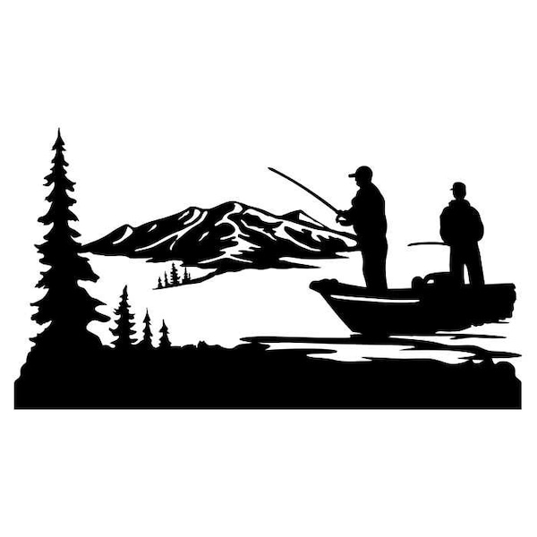 Bass Fishing Scene Dxf - Etsy