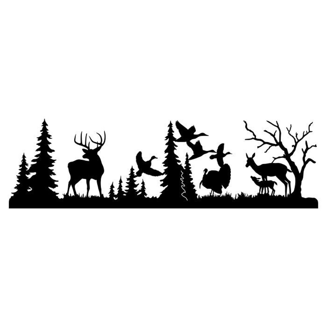 Deer Buck Turkey Duck Clipart Silhouettes Scene, Eps Dxf Pdf Png Svg Ai ...