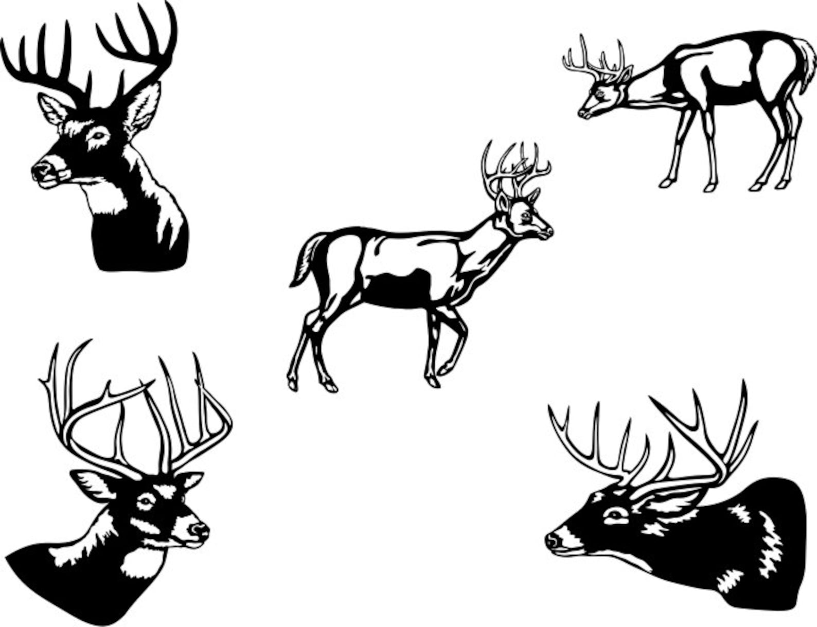 Deer Buck Clipart Silhouettes, Eps Dxf Pdf Png Svg Files Plasma CNC - Etsy