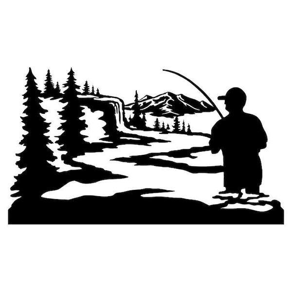 Bass Fishing Scene Dxf - Etsy