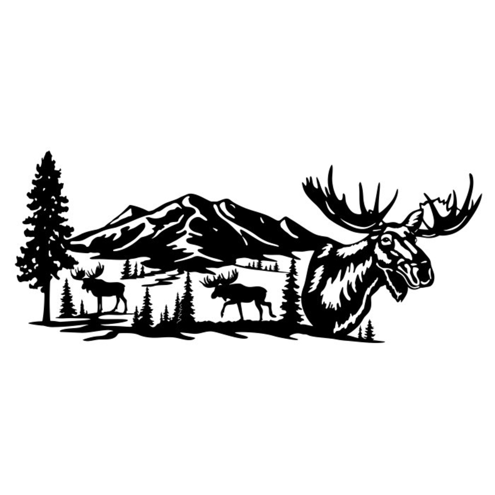 Moose Clipart Silhouettes Scene, Eps Dxf Pdf Png Svg Ai Files Plasma ...