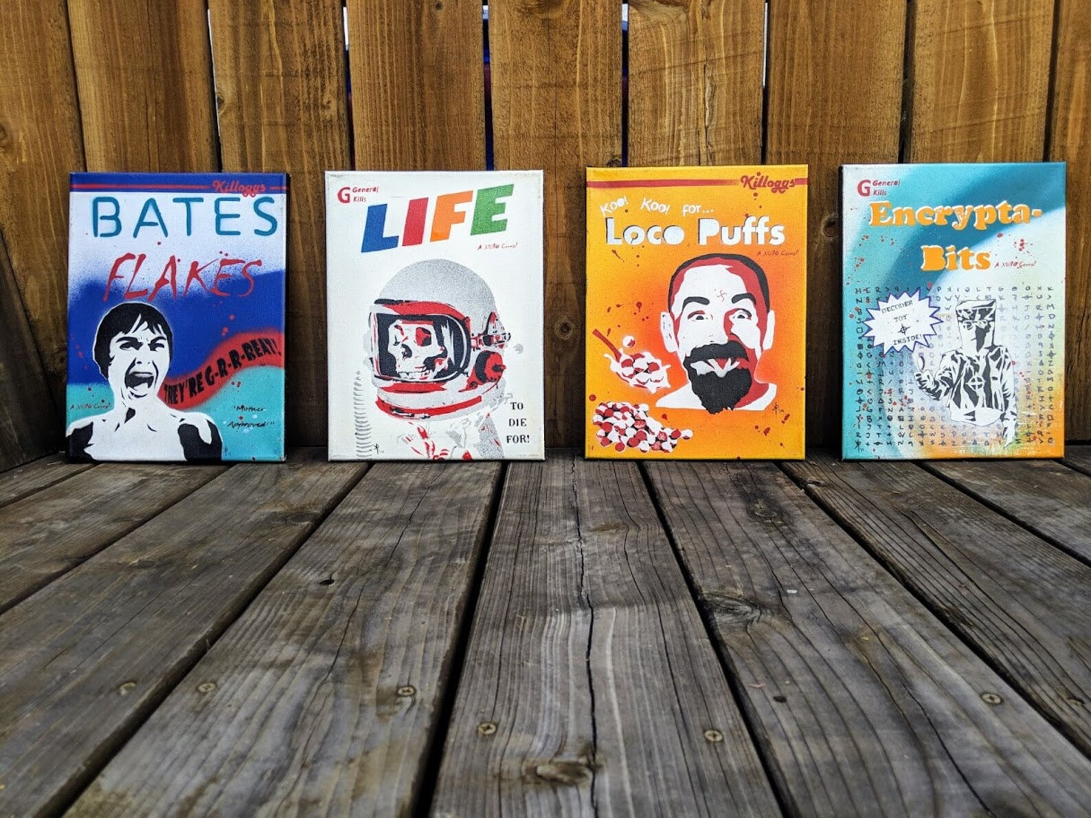 Encrypta-bits Cereal Box Themed Spray Paint Art - Etsy