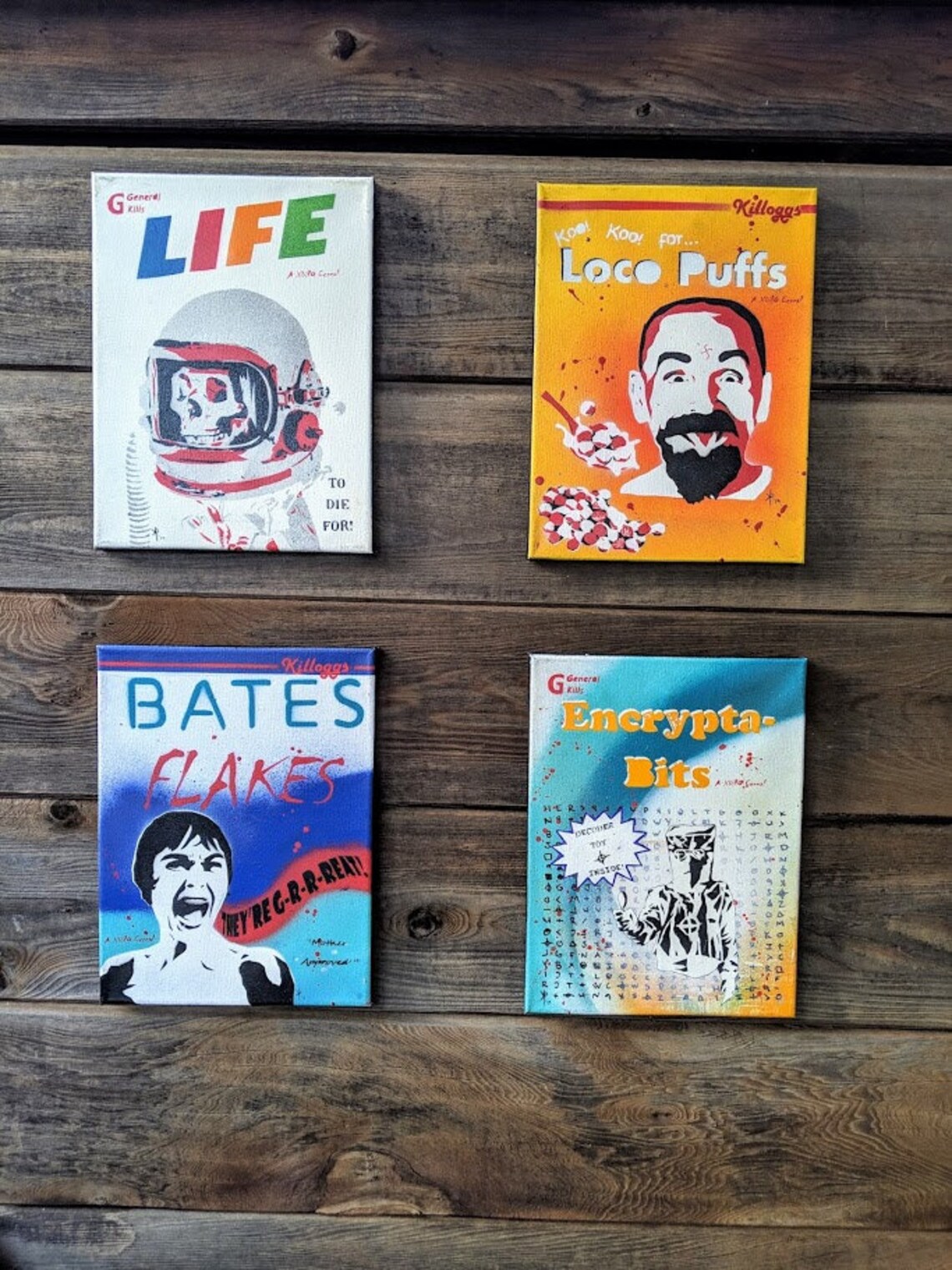 Encrypta-bits Cereal Box Themed Spray Paint Art - Etsy