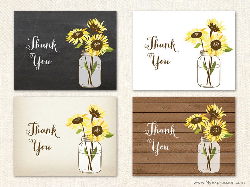 Sunflowers Thank You Cards Wedding Sunflower Thank You Cards - Etsy