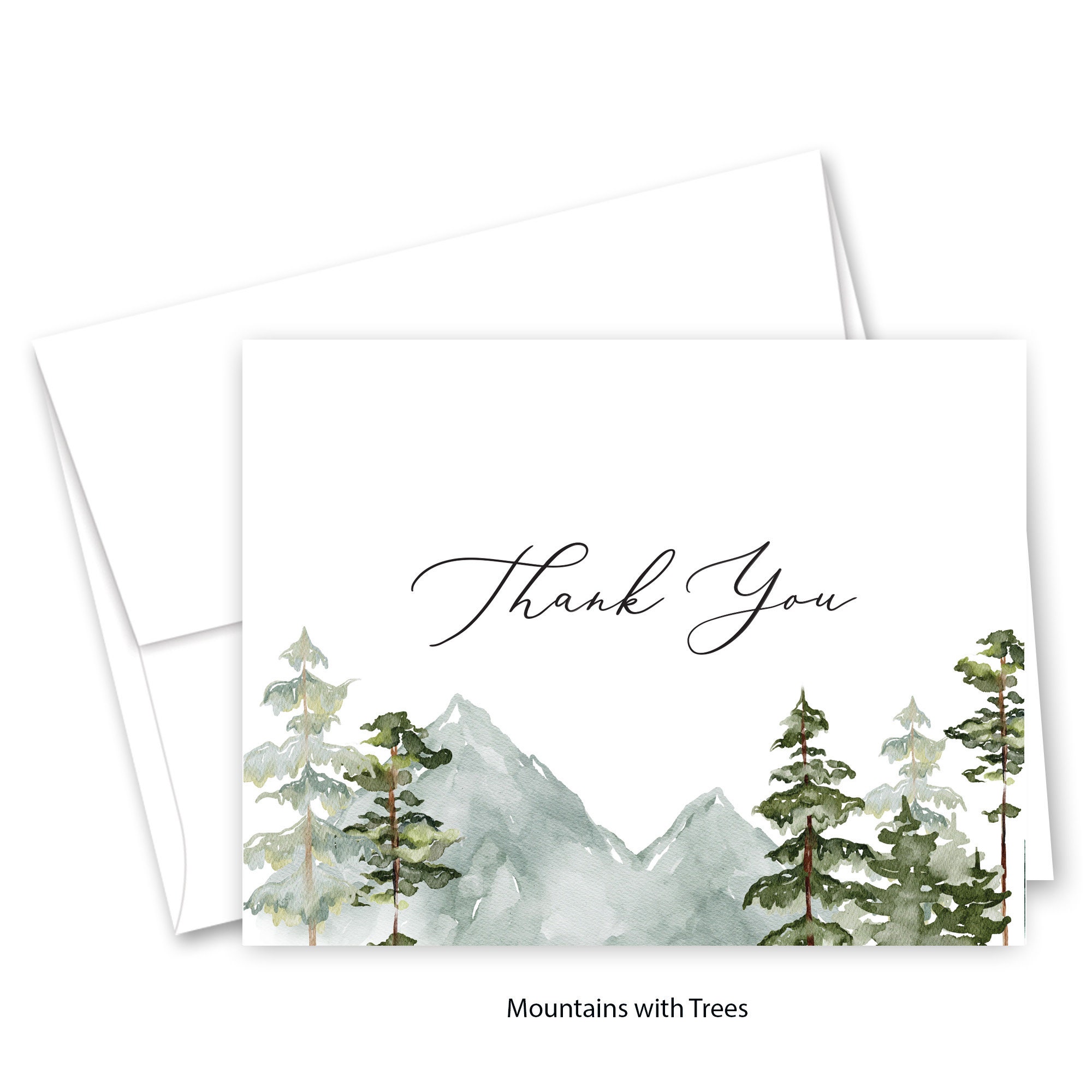 Mountain Forest Trees Thank You Cards - Set of 12 With Envelopes - Etsy