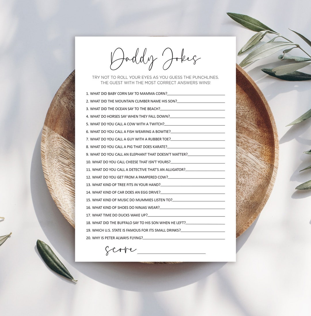 Minimalist Daddy Jokes Gender Neutral Baby Shower Game (NOT EDITABLE ...