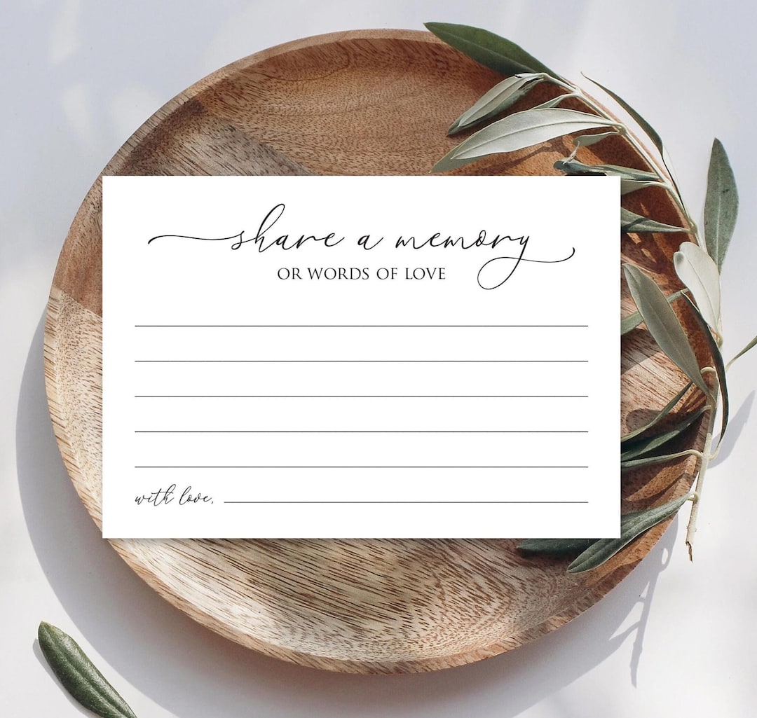 Share a Memory Cards for Funeral, Memorial, Wedding (digital Download ...