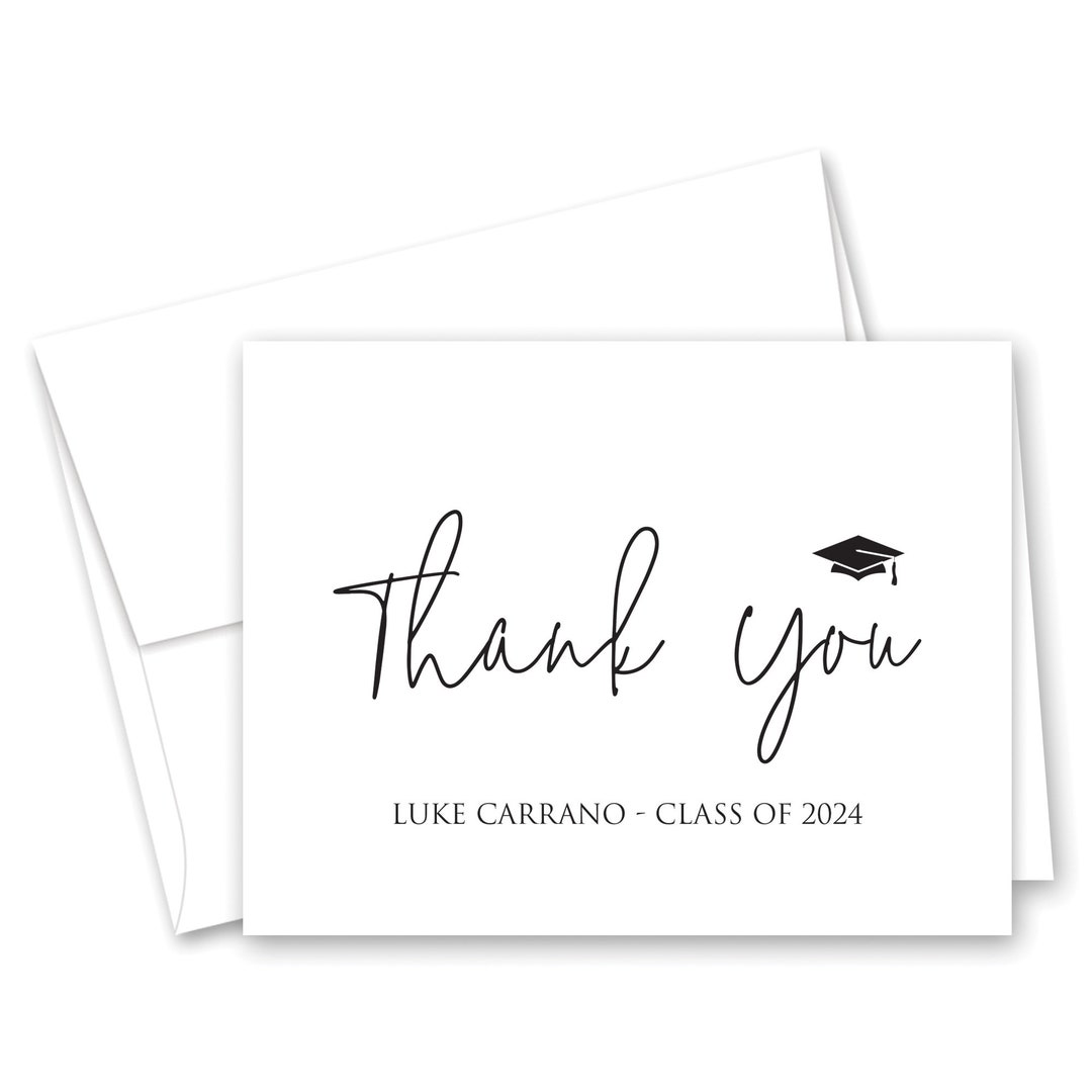 Personalized Graduation Thank You Cards - Set of 12 With Envelopes (854 ...