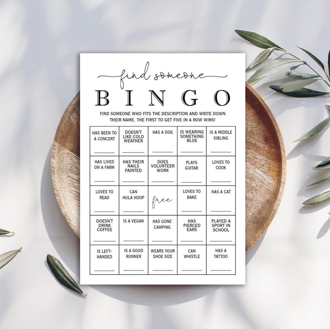 Minimalist Find Someone Bingo Cards (EDITABLE ON TEMPLETT) - Digital ...