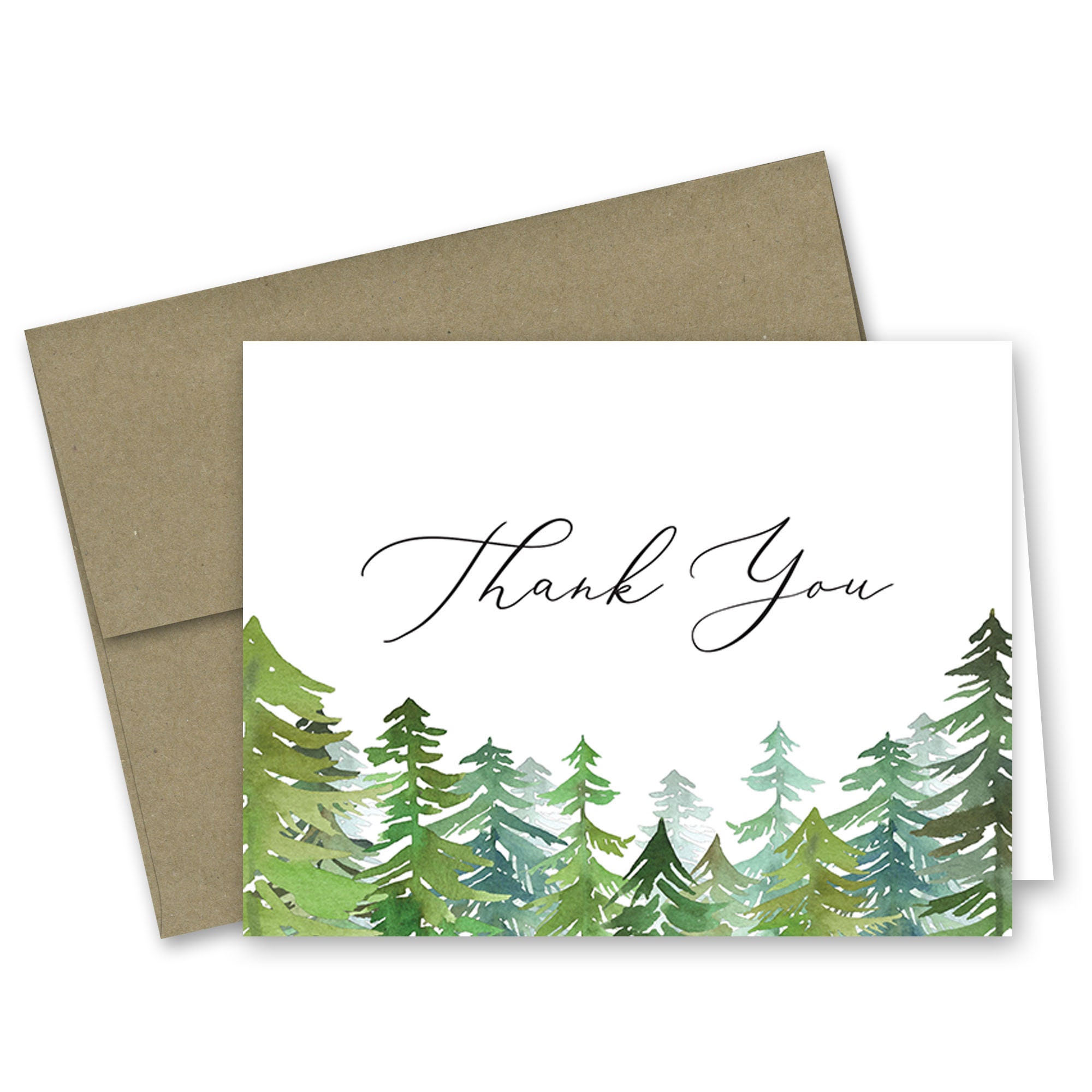 Mountain Forest Trees Thank You Cards Set of 12 With - Etsy