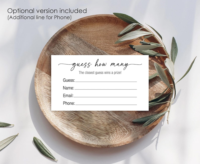 Digital Minimalist Guess How Many Game Cards - INSTANT DOWNLOAD - Etsy