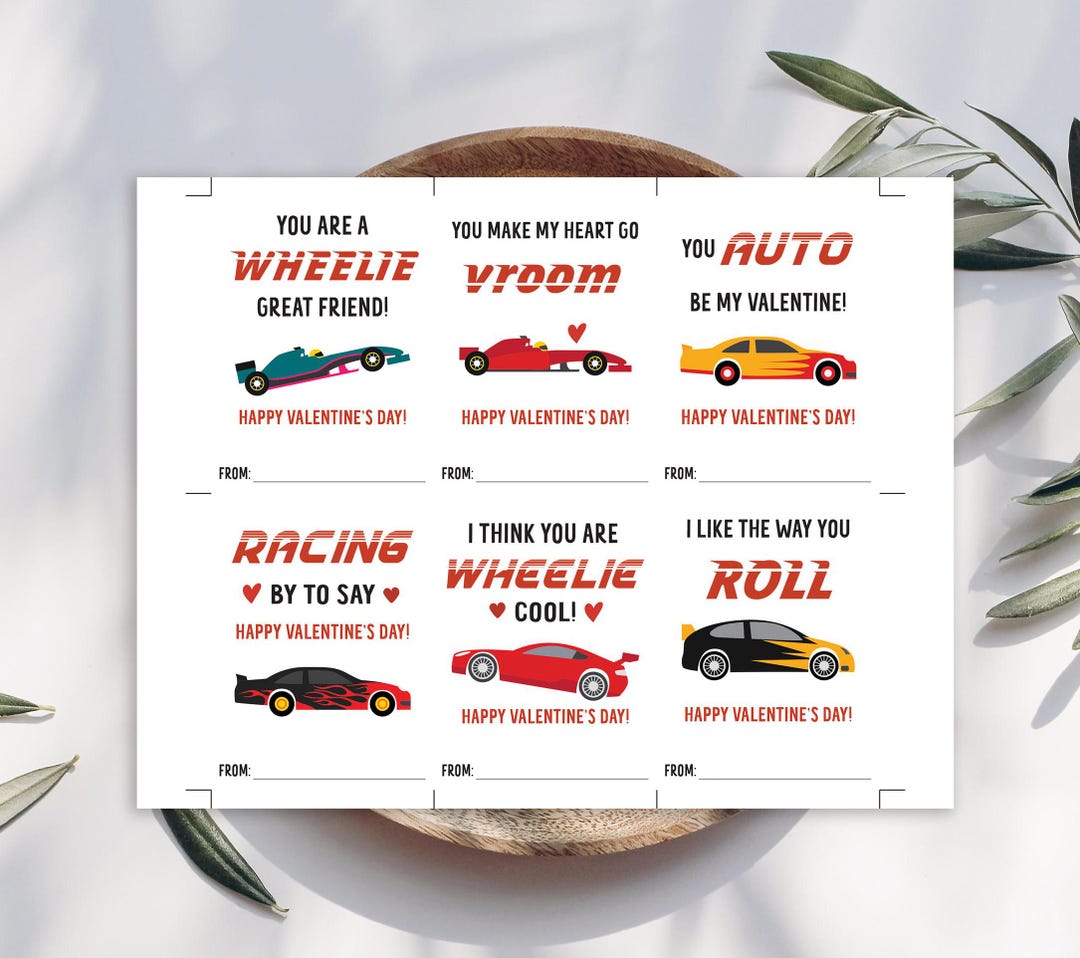 Digital Race Car Valentine's Day Card, Boy Valentine Hot Wheels ...